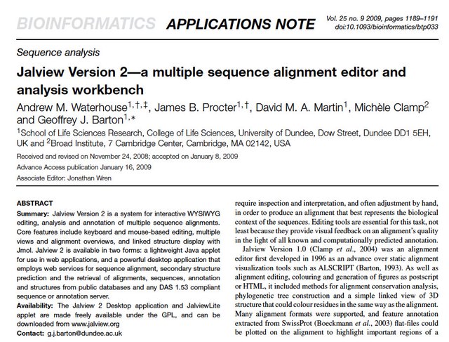 Jalview 2 paper citations - Jalview